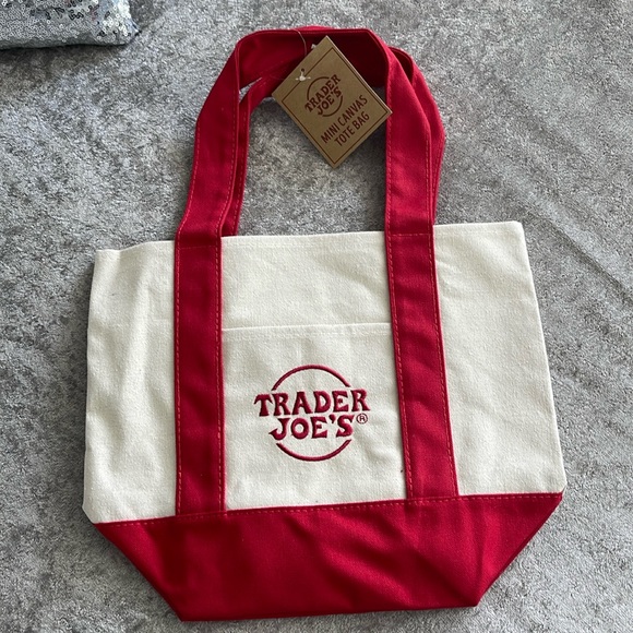 Trader Joe'S | Bags | Trader Joes Mini Tote Canvas Bag Red Nwt Brand ...